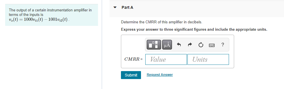 Solved The output of a certain instrumentation amplifier in | Chegg.com