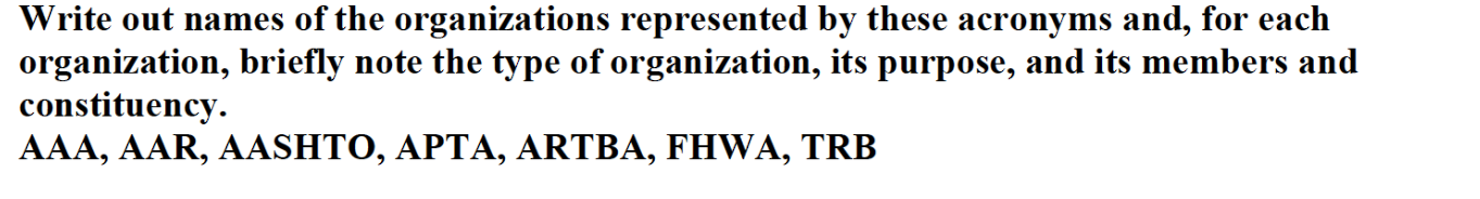 Solved Write out names of the organizations represented by | Chegg.com