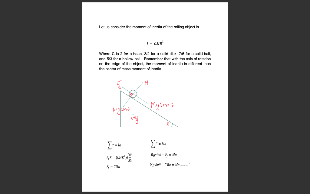 Solved Let us consider the moment of inertia of the rolling | Chegg.com