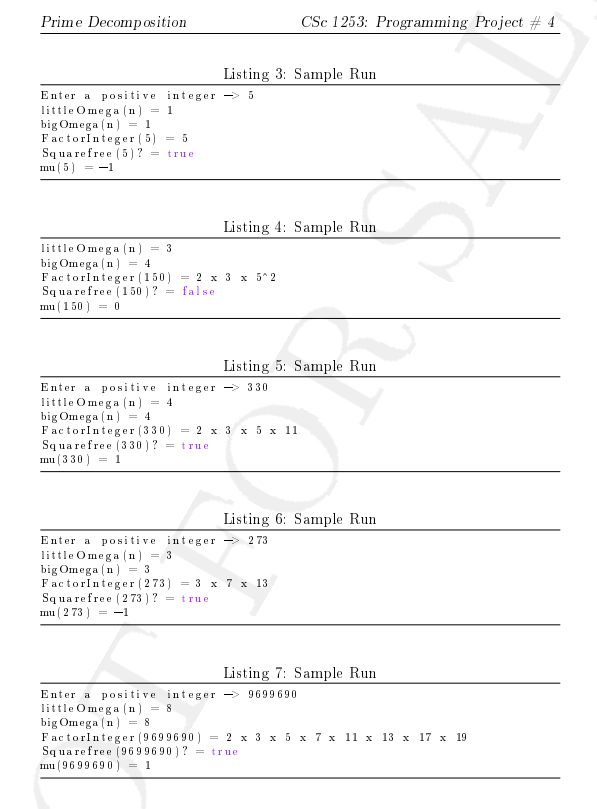 Generating the Prime Decomposition Given an integer | Chegg.com
