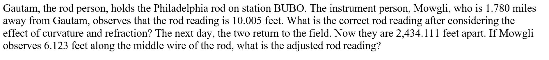 Solved Gautam, the rod person, holds the Philadelphia rod on | Chegg.com