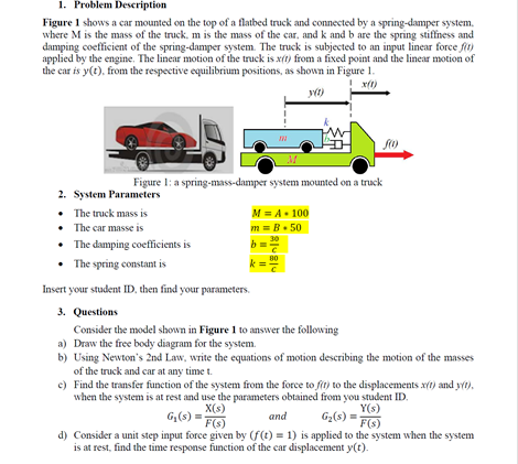 Solved 1. Problem Description Figure 1 shows a car mounted | Chegg.com