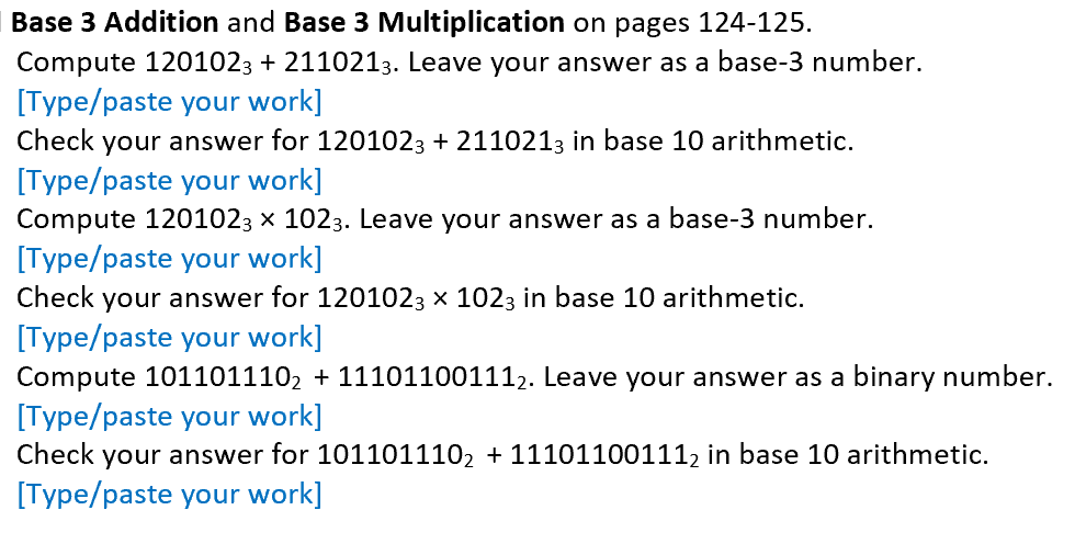 Solved Base 3 Addition and Base 3 Multiplication on pages | Chegg.com