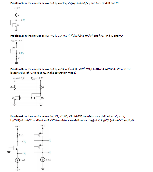 Solved Problem 1: In the circuits below R=1k, V=1V, | Chegg.com