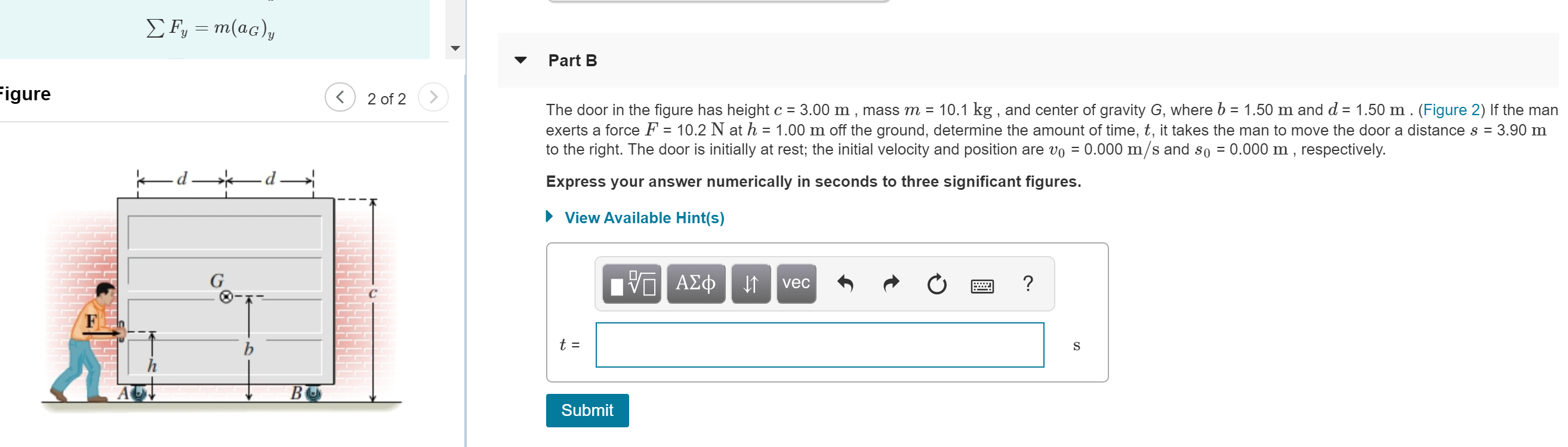 Solved also, Part C Consider the same door shown in Part | Chegg.com