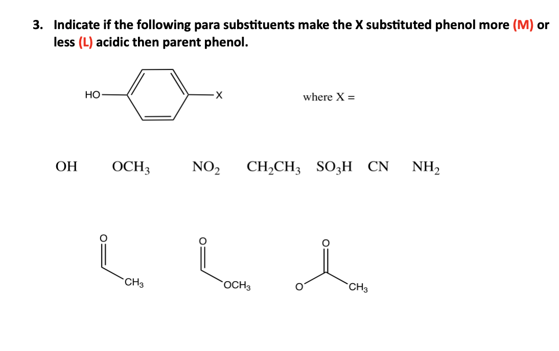 Solved 3. Indicate if the following para substituents make | Chegg.com