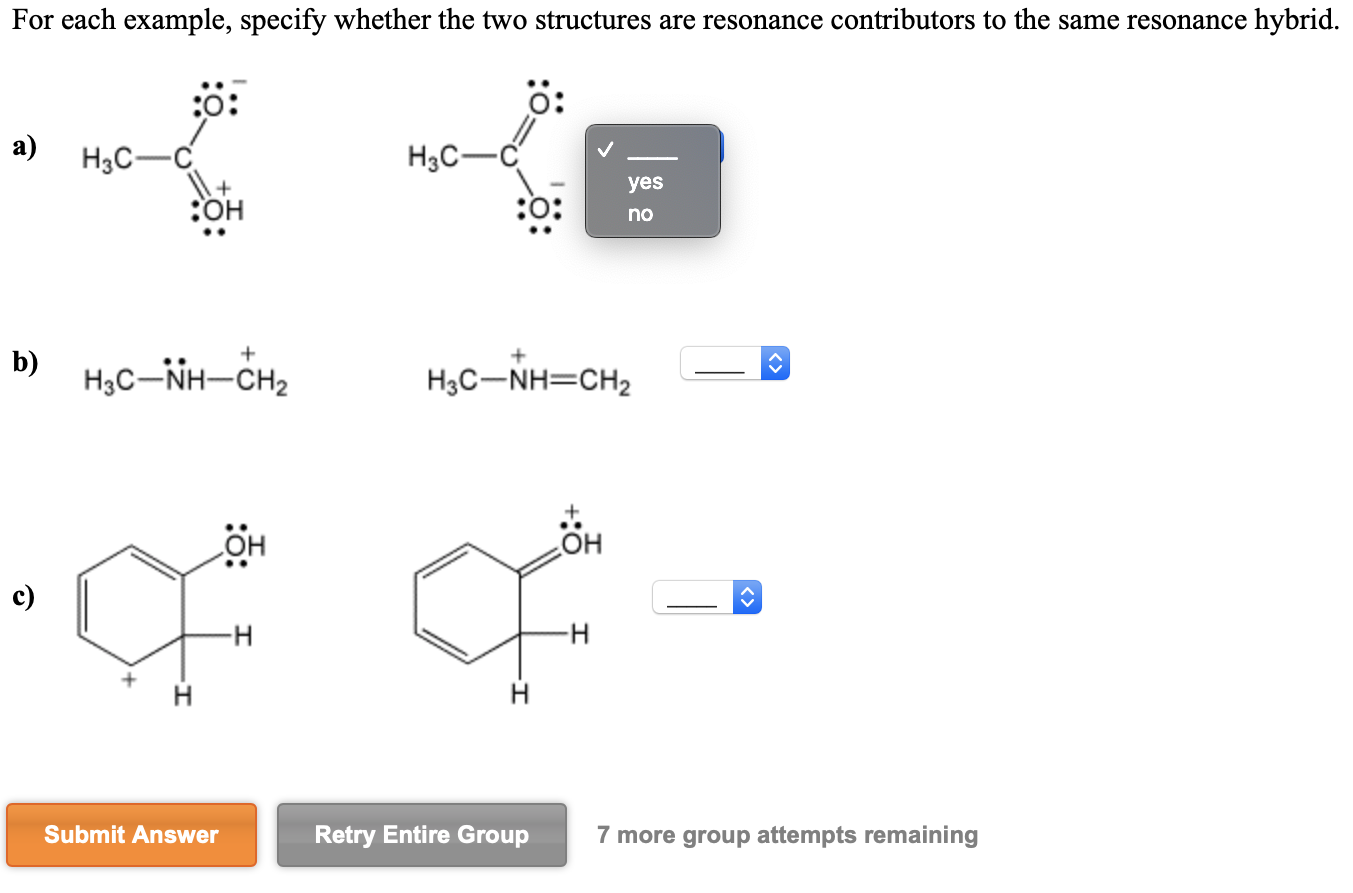 Solved For each example, specify whether the two structures | Chegg.com