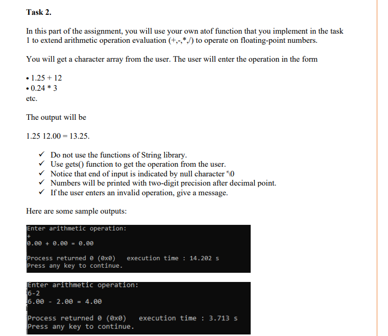 Solved You should use c language and myAtof funcftion that | Chegg.com
