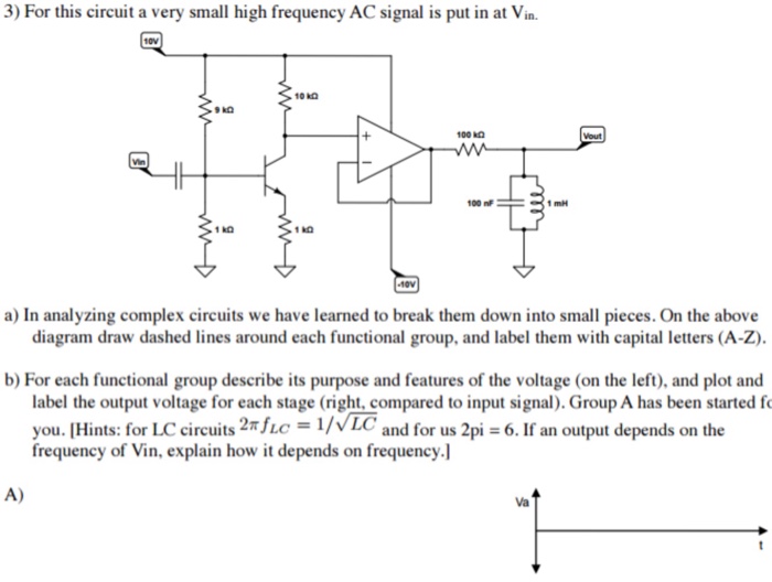 Solved For this circuit a very small high frequency AC | Chegg.com