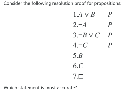 Solved Consider the following resolution proof for | Chegg.com