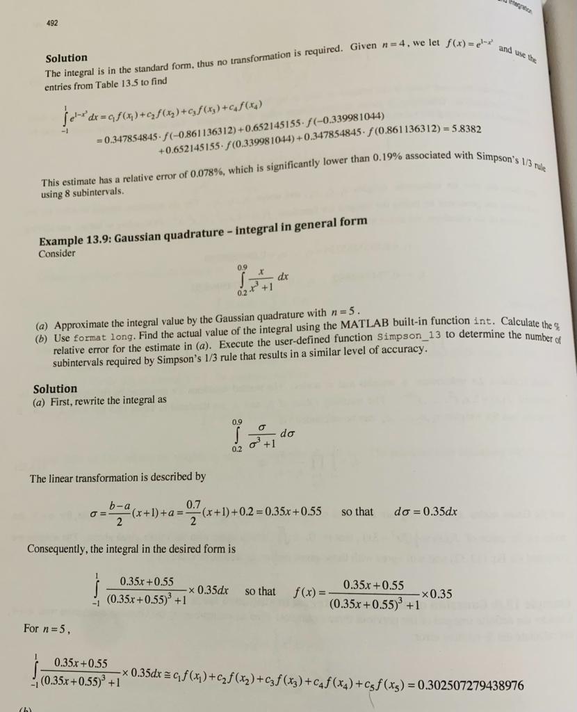 Solved Evaluate Integral using The Gaussian Quadrature with | Chegg.com