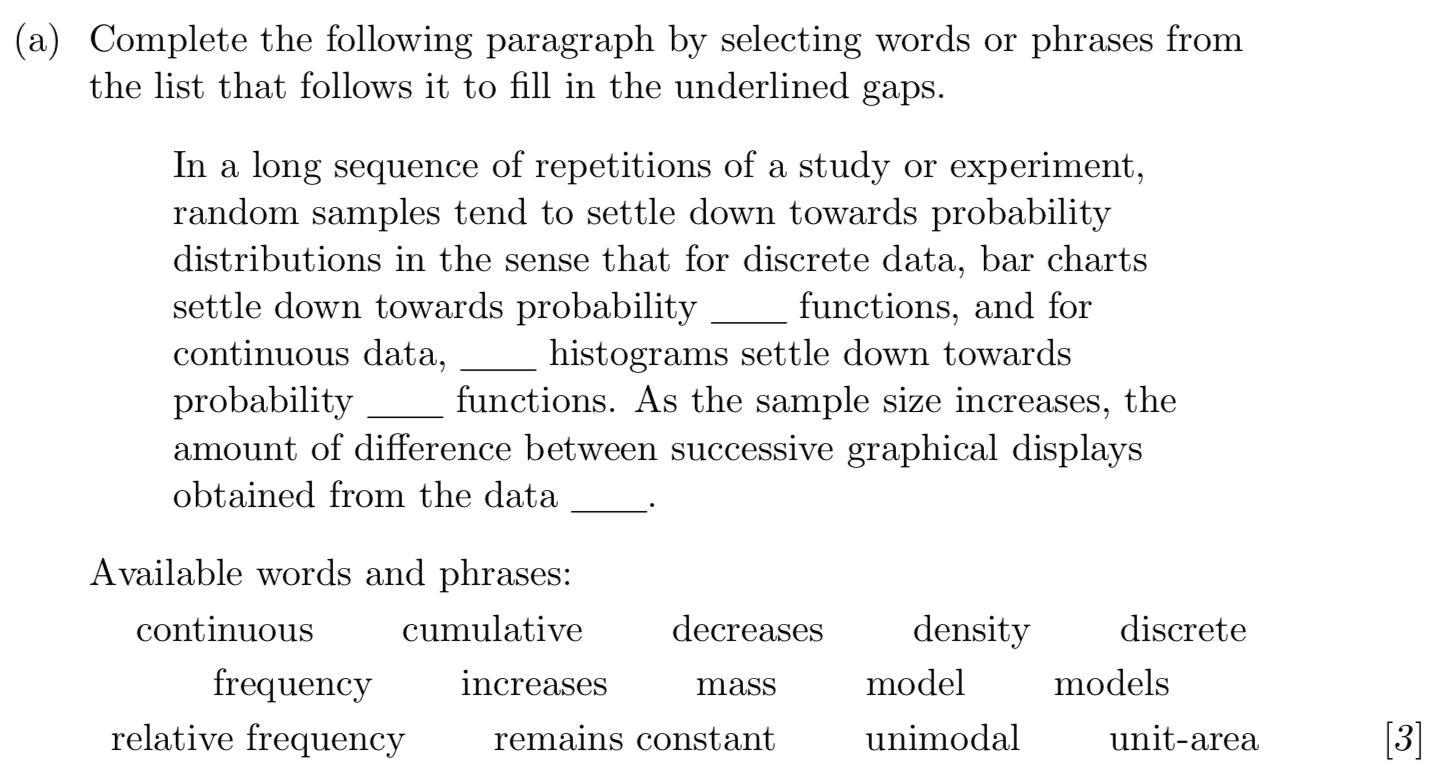 Solved (a) Complete the following paragraph by selecting | Chegg.com