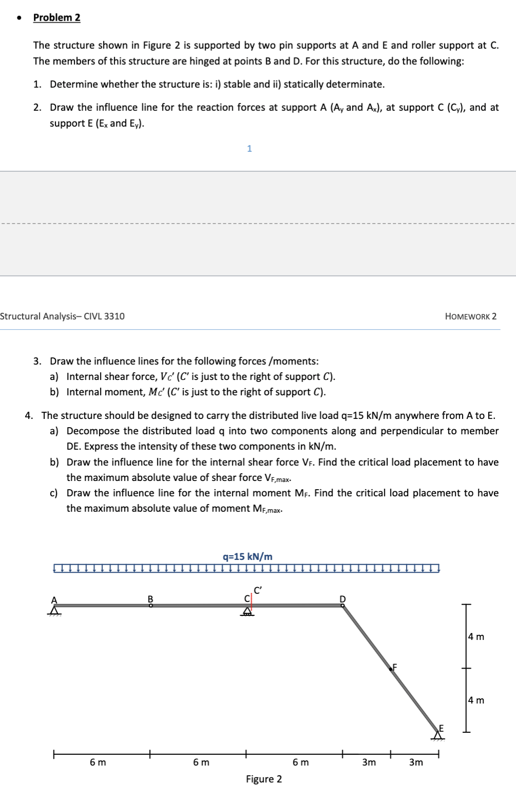 Solved - Problem 2 The structure shown in Figure 2 is | Chegg.com