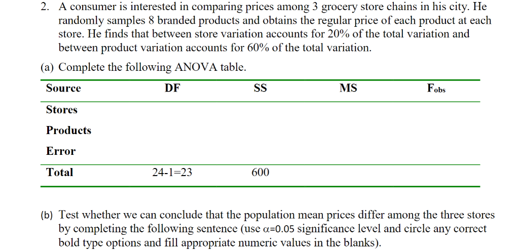 Solved 2. A consumer is interested in comparing prices among | Chegg.com