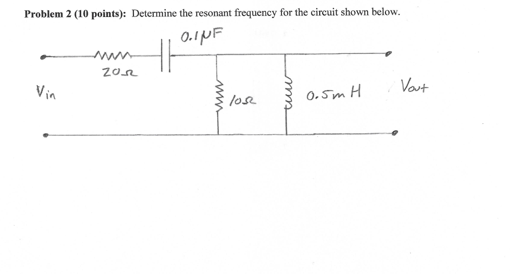 Solved Problem 2 (10 points): Determine the resonant | Chegg.com