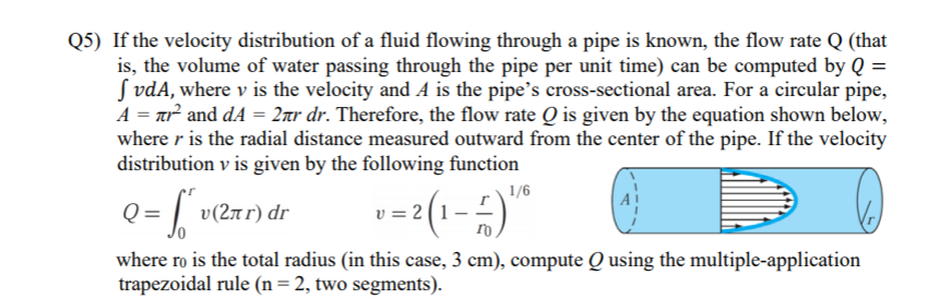Solved (5) If the velocity distribution of a fluid flowing | Chegg.com