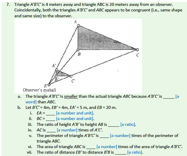 7. Triangle A′B′C′ is 4 meters away and triangle ABC | Chegg.com