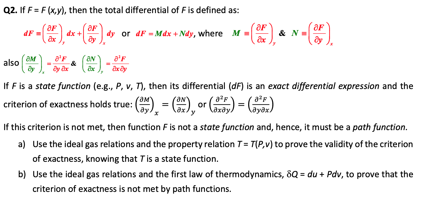 Solved Q2. ﻿If F=F(x,y), ﻿then the total differential of F | Chegg.com