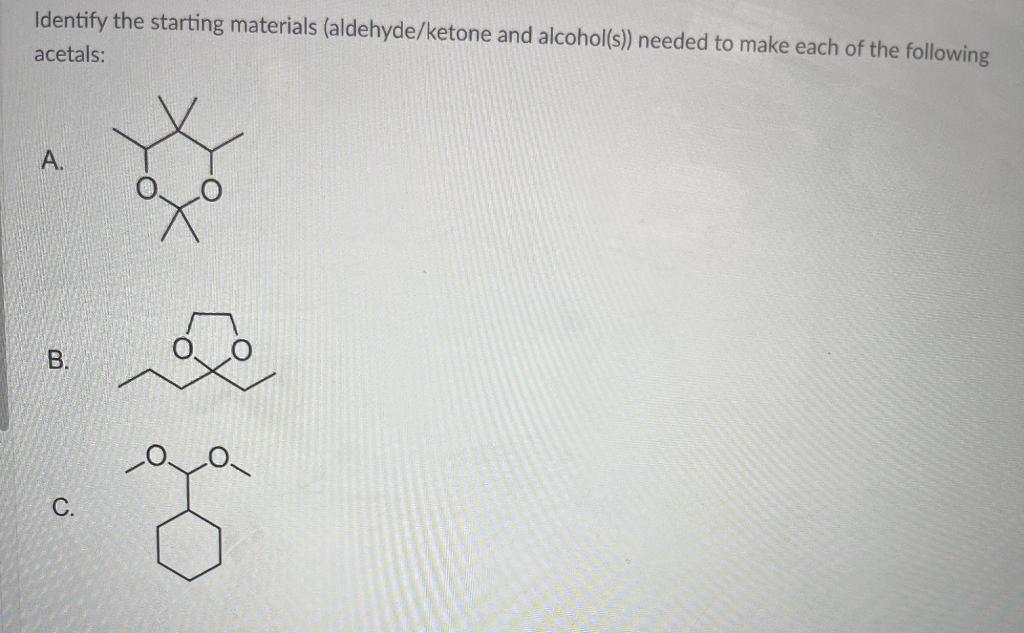 Solved Identify the starting materials (aldehyde/ketone and | Chegg.com