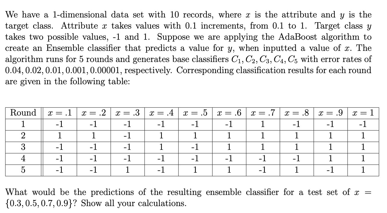 Solved We have a 1-dimensional data set with 10 records, | Chegg.com