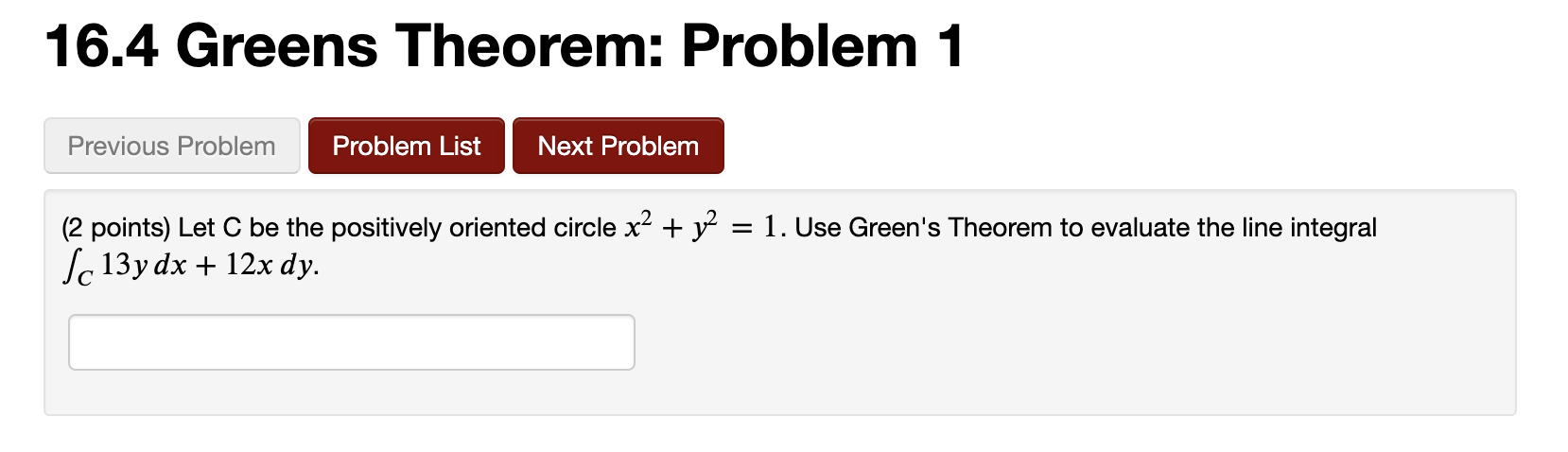 Solved 16.4 Greens Theorem: Problem 1 Previous Problem | Chegg.com
