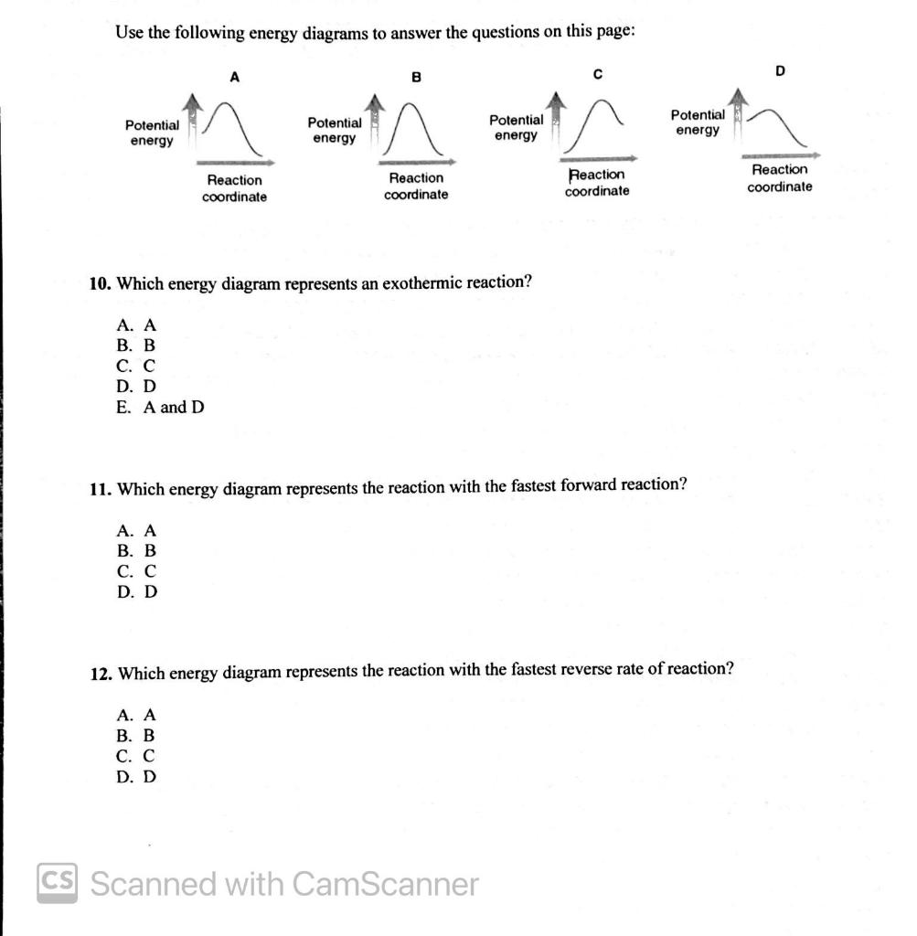 Solved Use the following energy diagrams to answer the | Chegg.com