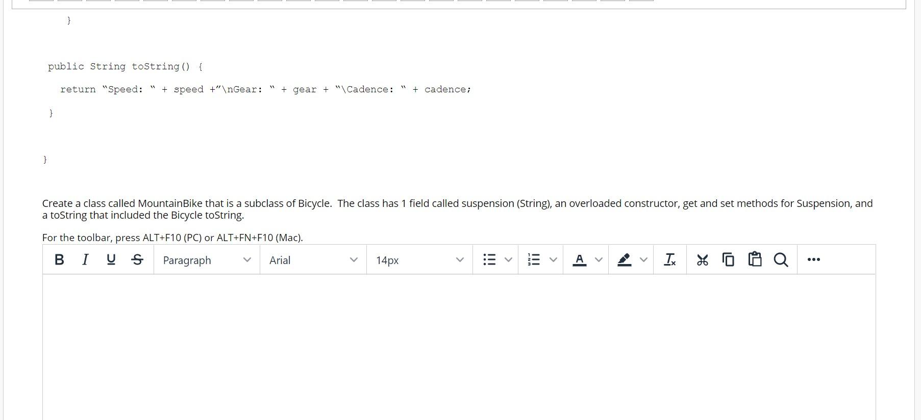 Solved public class Bicycle { // the Bicycle | Chegg.com