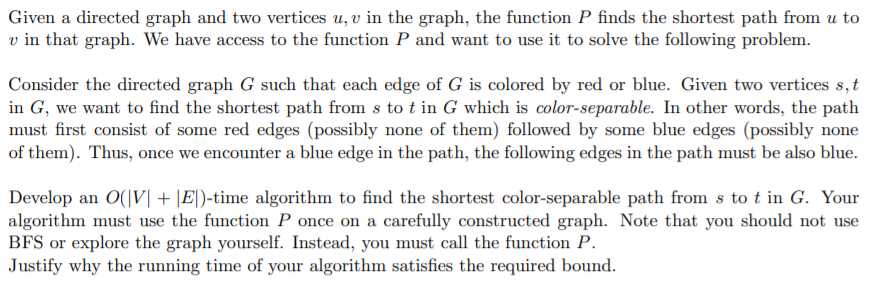 Given a directed graph and two vertices u, v in the | Chegg.com