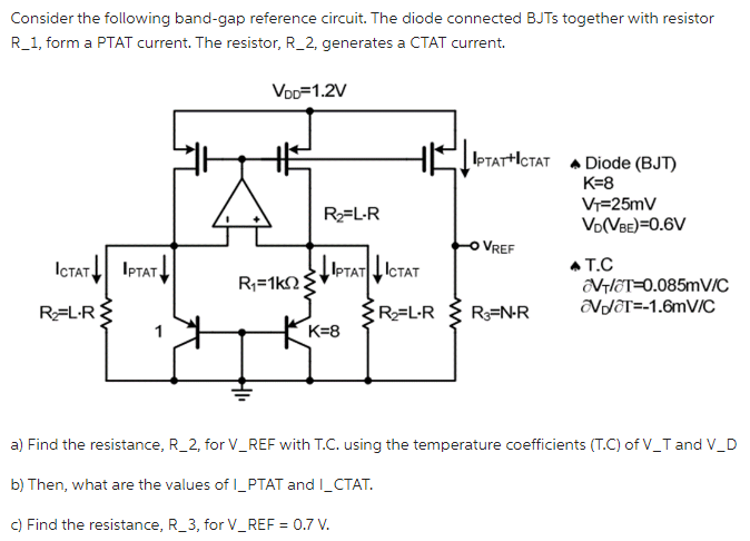 Solved Consider the following band-gap reference circuit. | Chegg.com