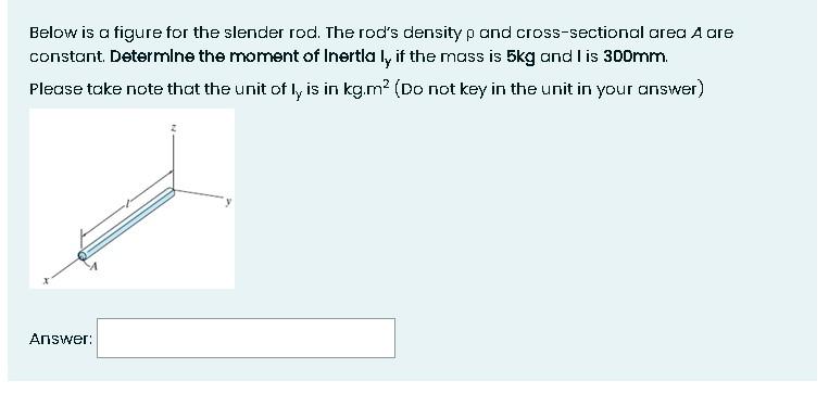 Solved Below is a figure for the slender rod. The rod's | Chegg.com