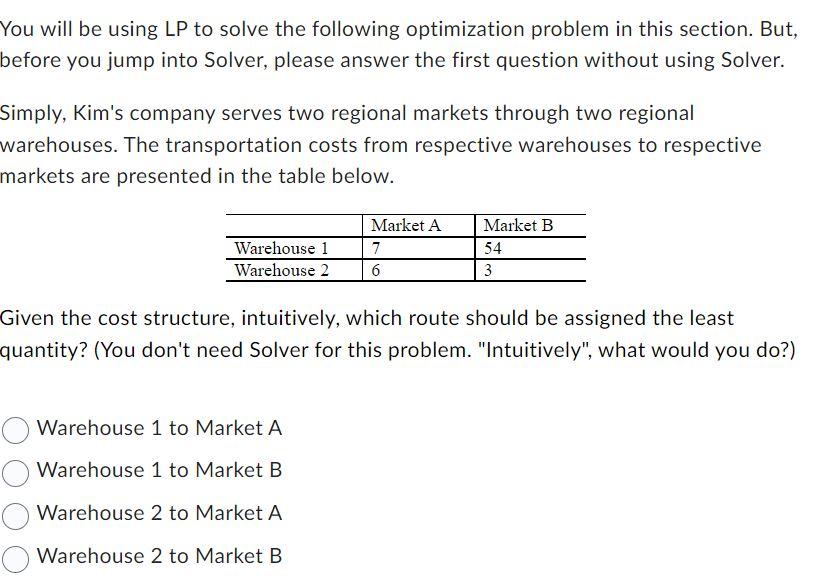Solved You will be using LP to solve the following | Chegg.com