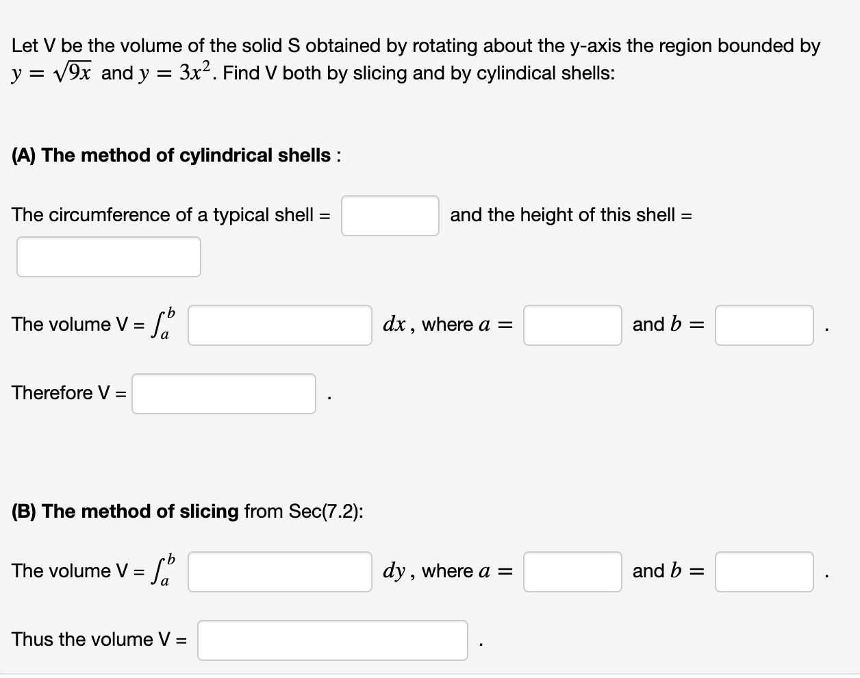 Solved Let V be the volume of the solid S obtained by | Chegg.com