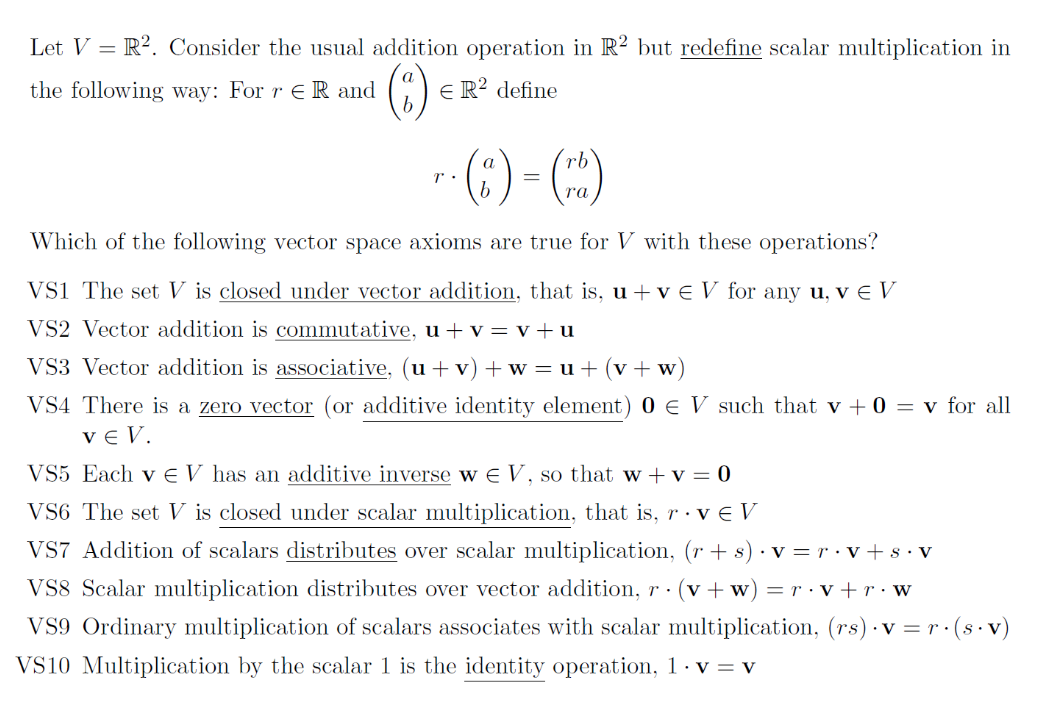 Solved Let V=R2. Consider the usual addition operation in R2 | Chegg.com