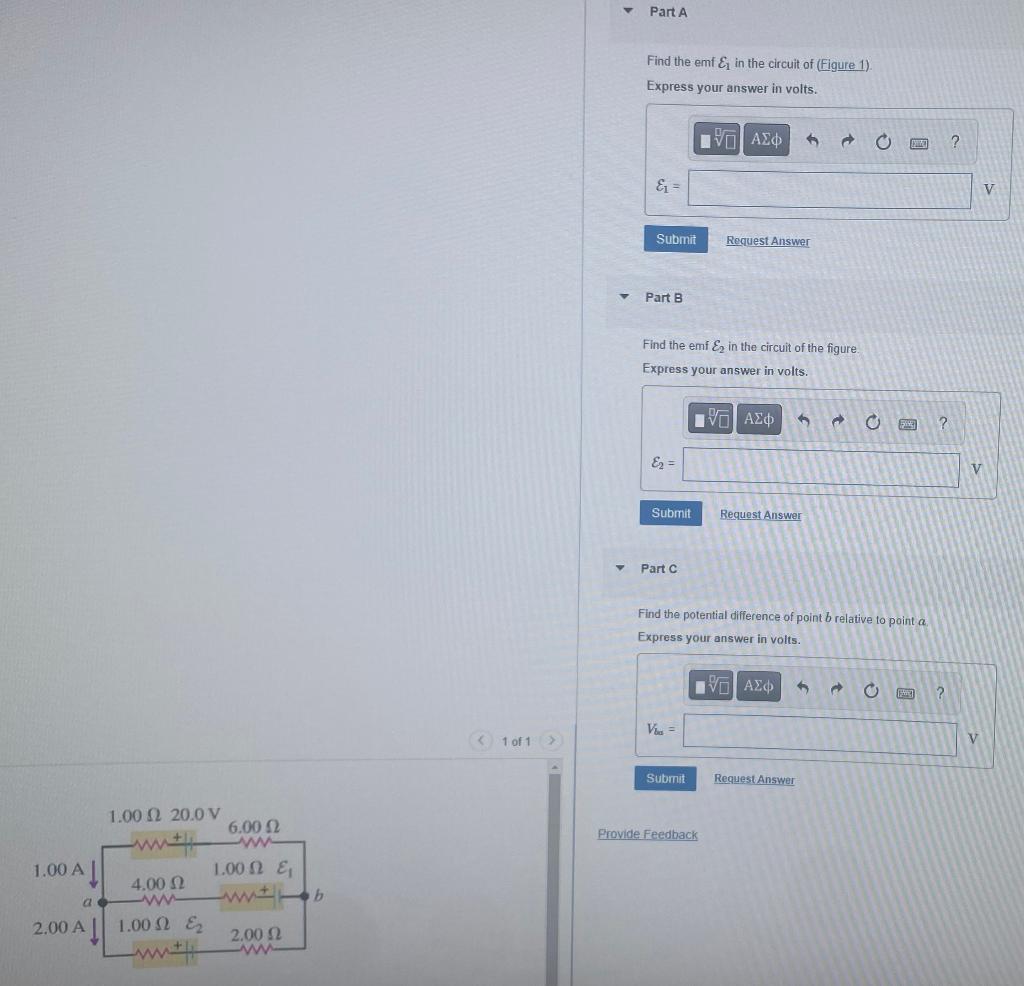 Solved Find the emf E1 in the circuit of (Figure 1). Express | Chegg.com