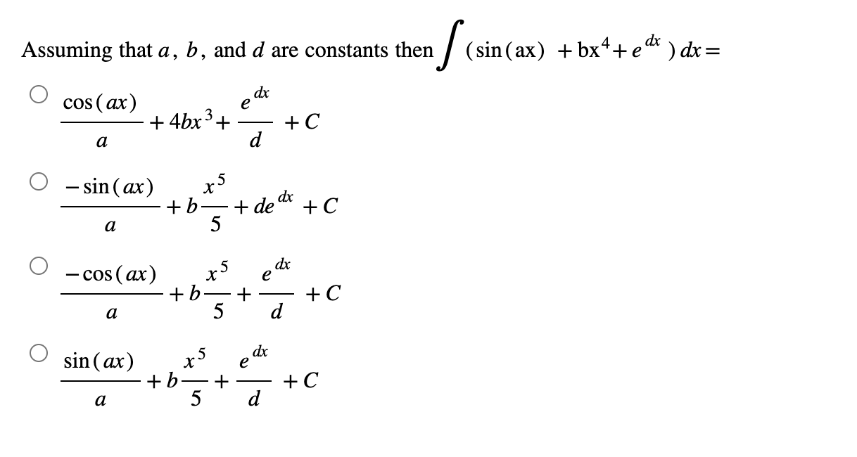 Solved Assuming that a,b, and d are constants then | Chegg.com