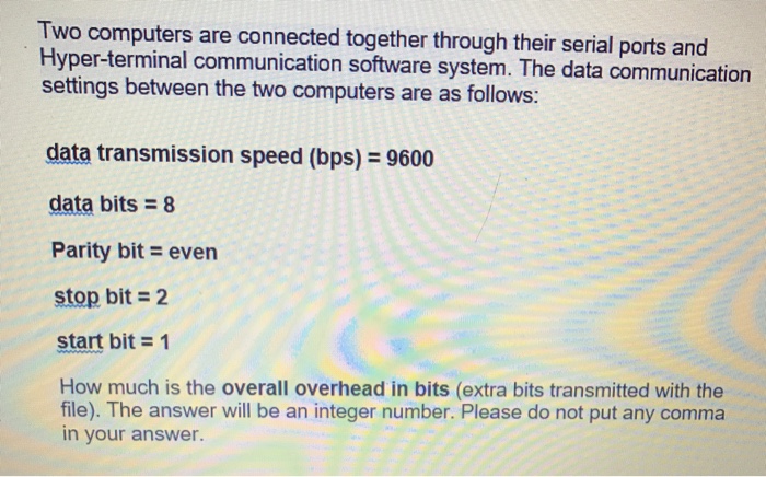 Solved Two computers are connected together through their | Chegg.com
