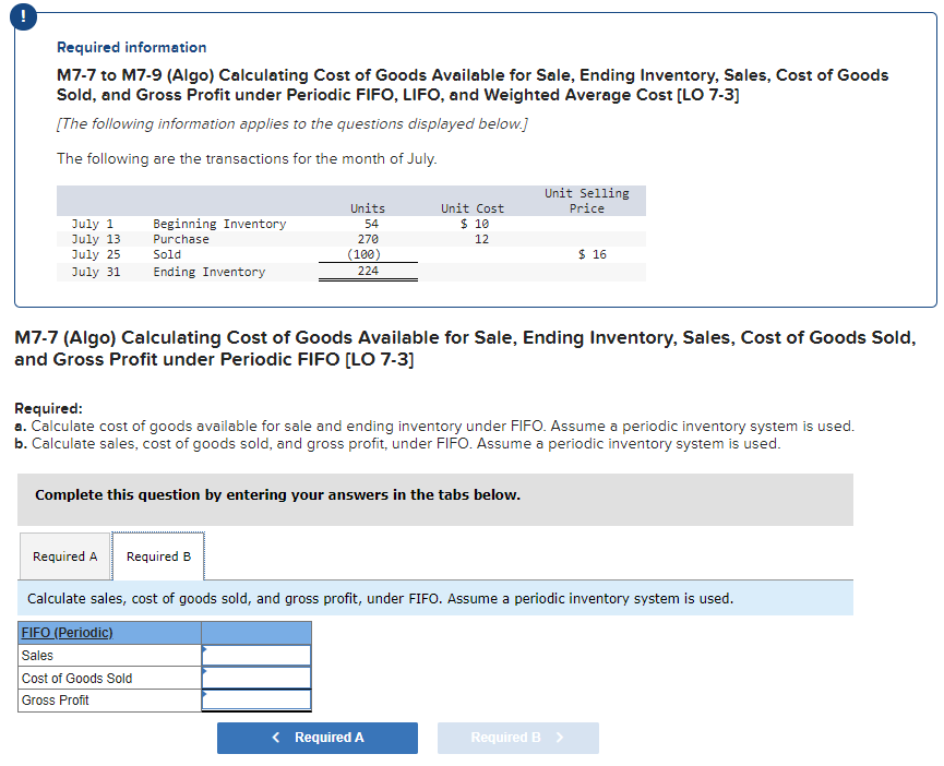 Solved Required Information M7-7 to M7-9 (Algo) Calculating | Chegg.com
