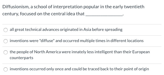 Solved Diffusionism, a school of interpretation popular in | Chegg.com