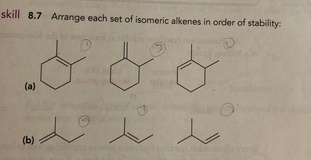 Solved skill 8.7 Arrange each set of isomeric alkenes in | Chegg.com