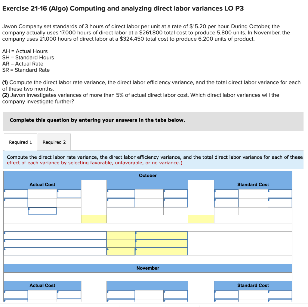 Solved Exercise 21-16 (Algo) Computing and analyzing direct | Chegg.com Solved Exercise 21-16 (Algo) Computing and analyzing direct | Chegg.com