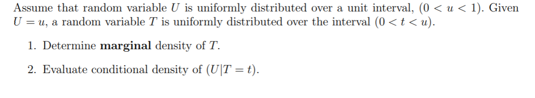 Solved Assume that random variable U is uniformly | Chegg.com