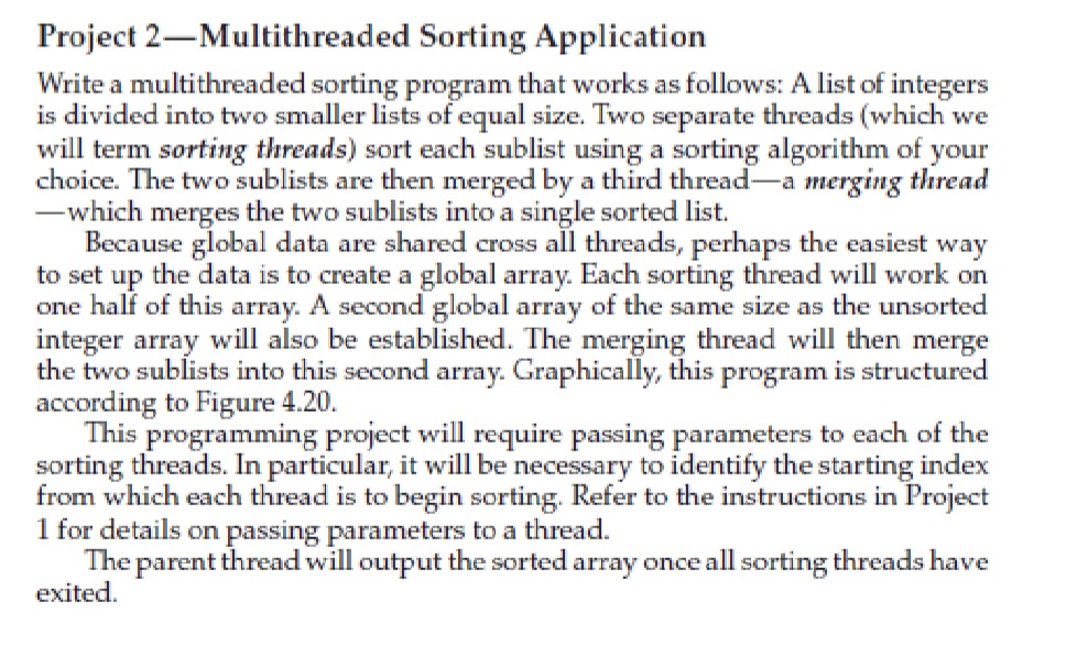 Solved Figure 4.20 Multithreaded sorting. check, it must | Chegg.com