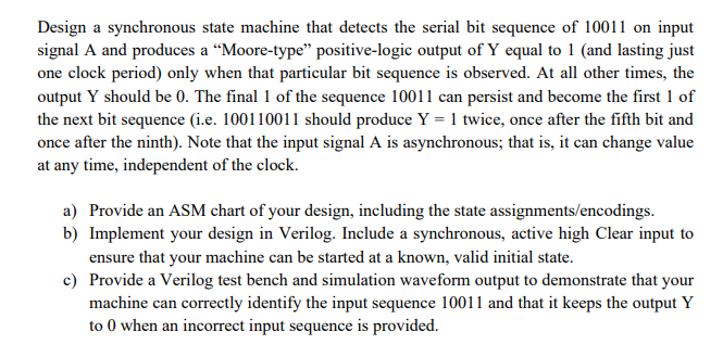 Solved Design a synchronous state machine that detects the | Chegg.com