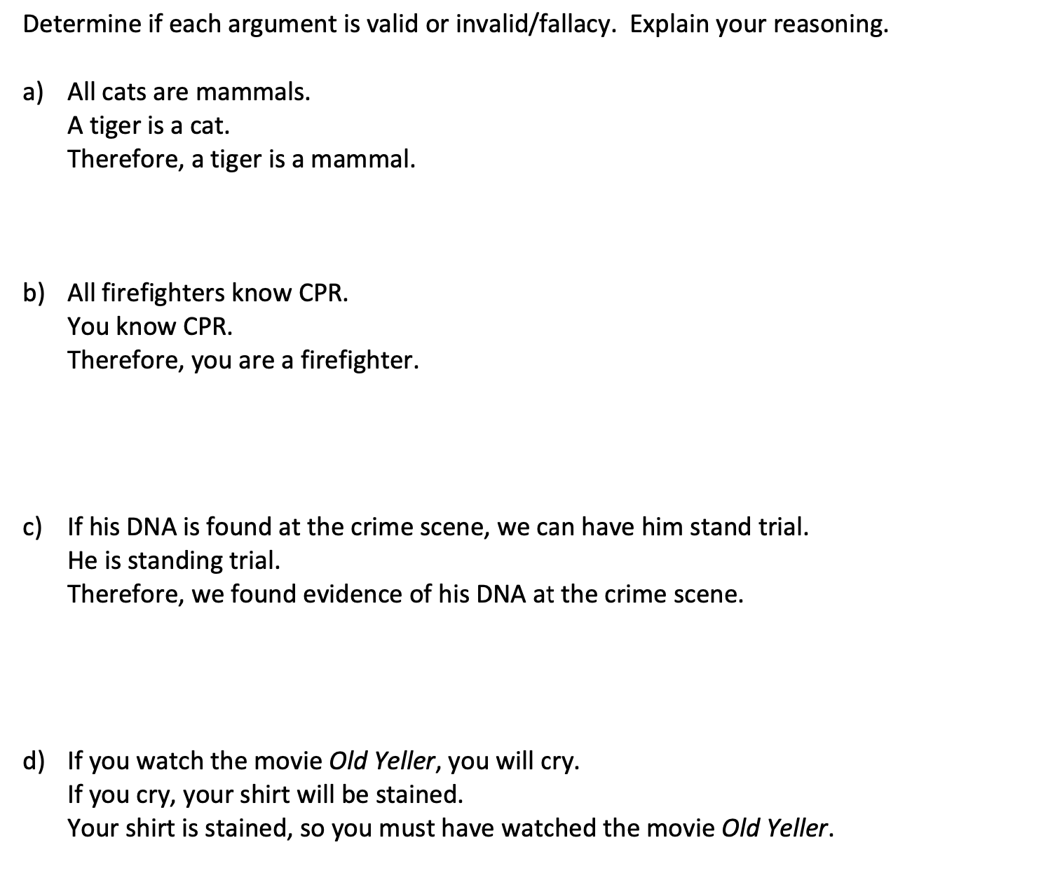 Solved Determine if each argument is valid or | Chegg.com