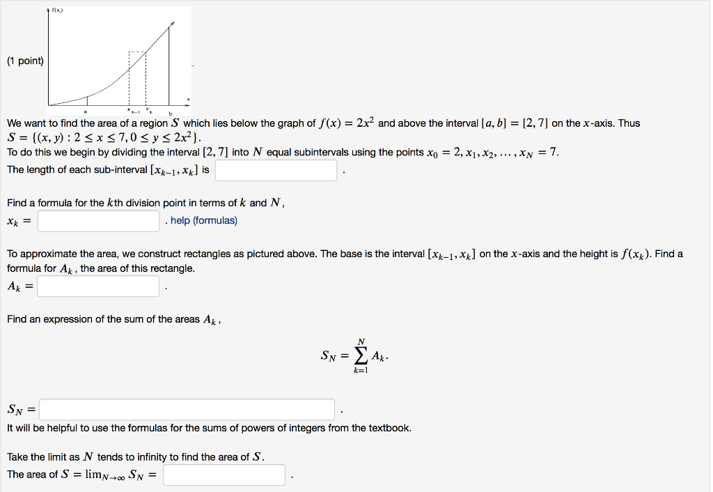 Solved (1 point) We want to find the area of a region S | Chegg.com