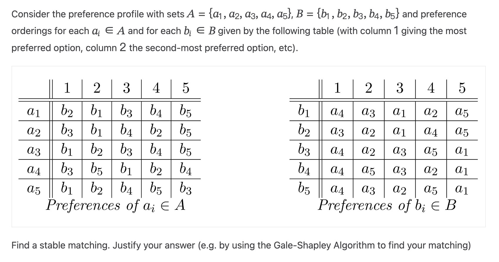 Solved Consider the preference profile with sets | Chegg.com
