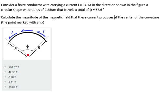 Solved Consider a finite conductor wire carrying a current I | Chegg.com