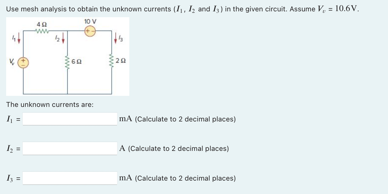 Solved Use mesh analysis to obtain the unknown currents (11, | Chegg.com