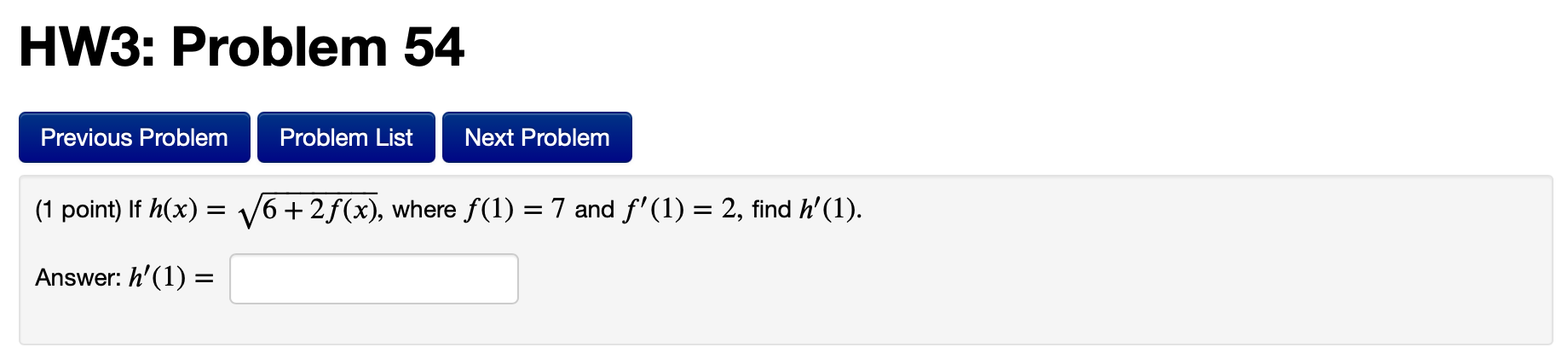 Solved HW3: Problem 52 Previous Problem Problem List Next | Chegg.com