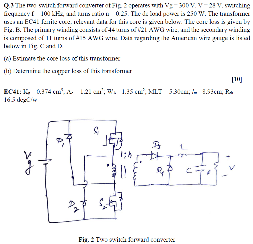 Solved Q.3 The two-switch forward converter of Fig. 2 | Chegg.com